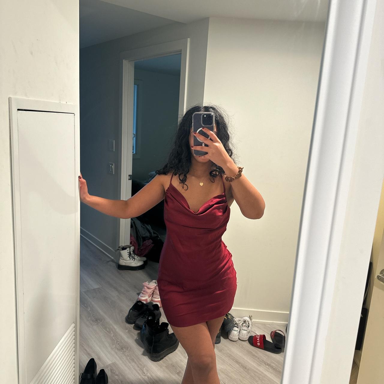 Burgundy satin dress from dynamite (I have in... - Depop