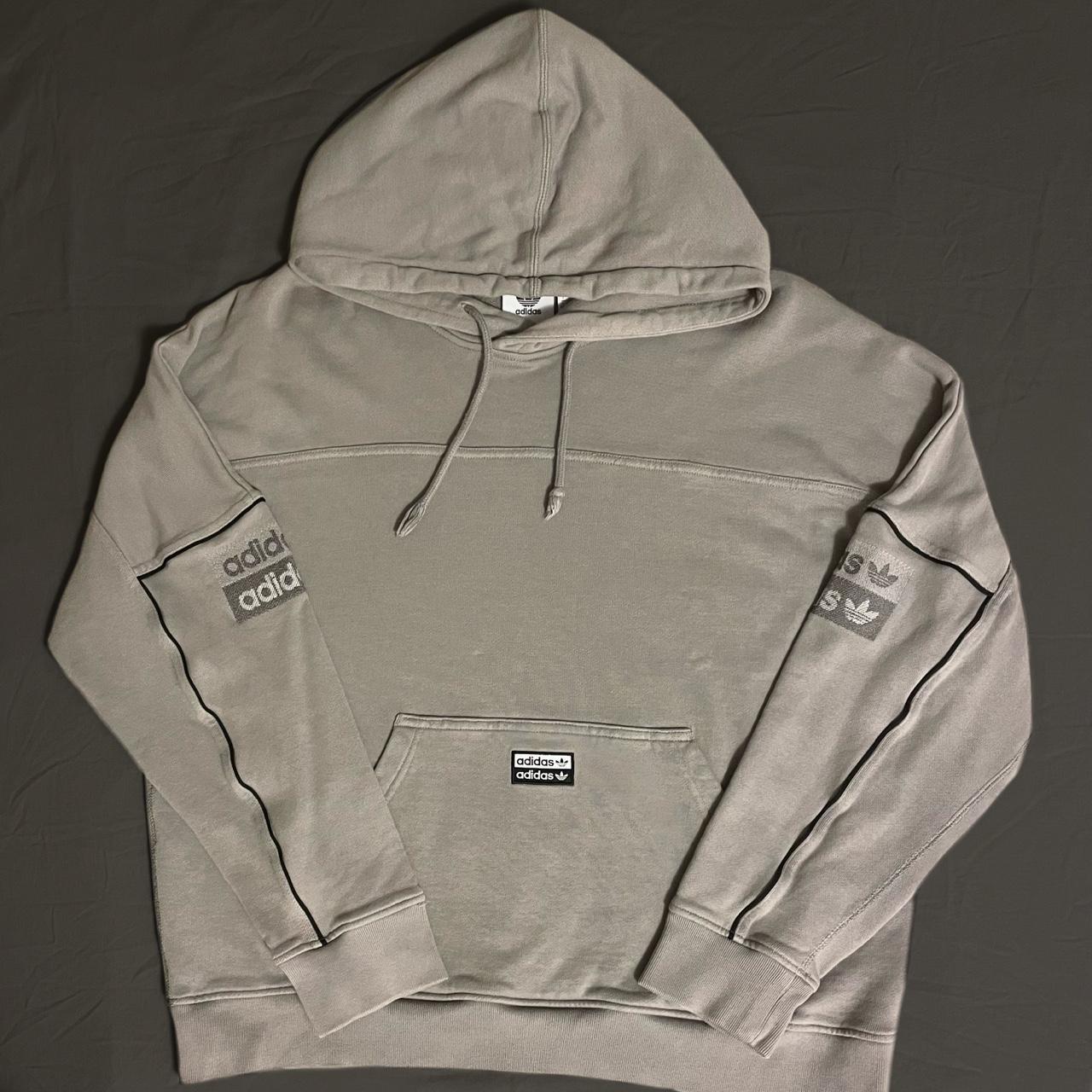 Adidas RYV HOODIE -light gray -bleach stains on... - Depop
