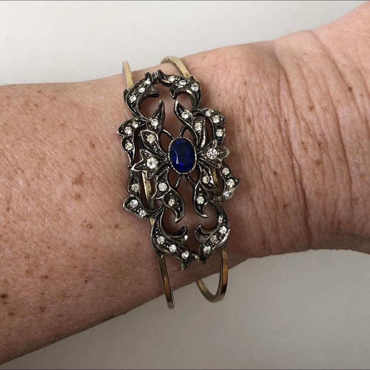 Braccialetto vintage arg 800 con cristalli e pietra... - Depop