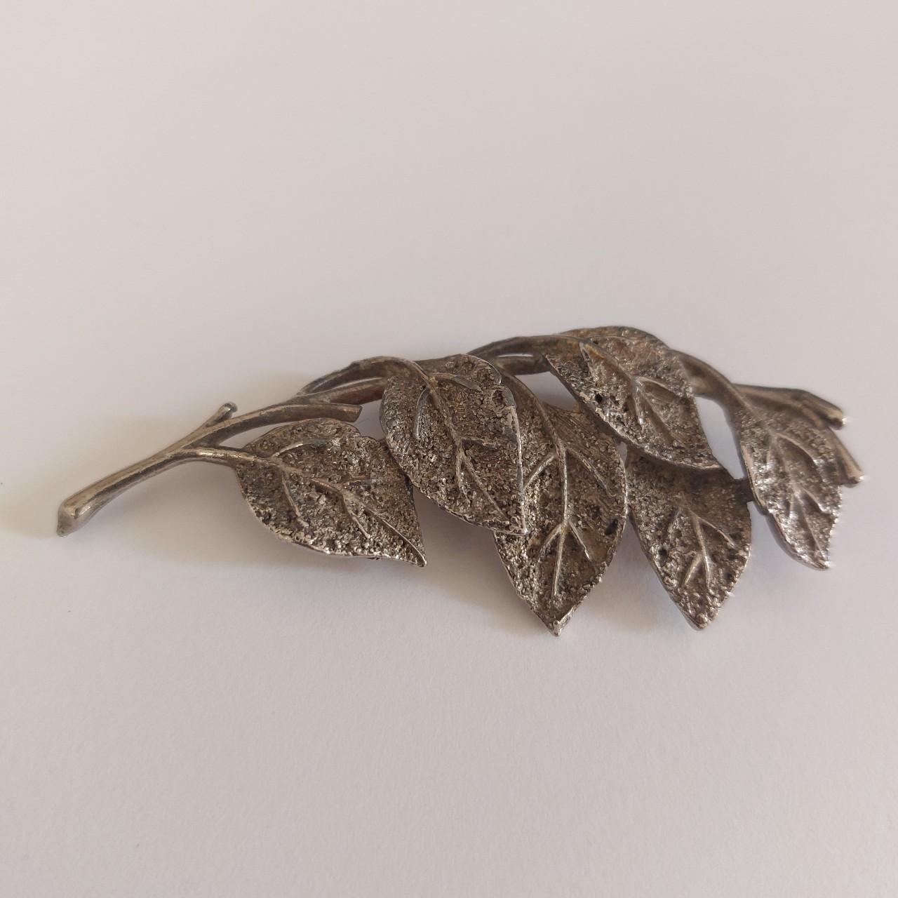 Antique real Silver leaf brooch. In beautiful... - Depop