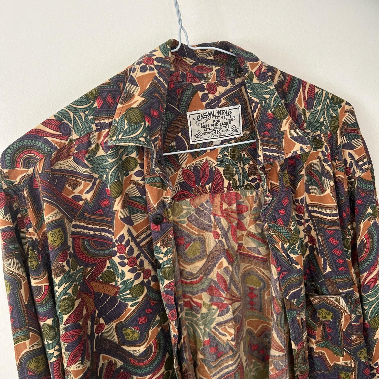 Vintage pattern shirt Relaxed oversized fit Or... - Depop