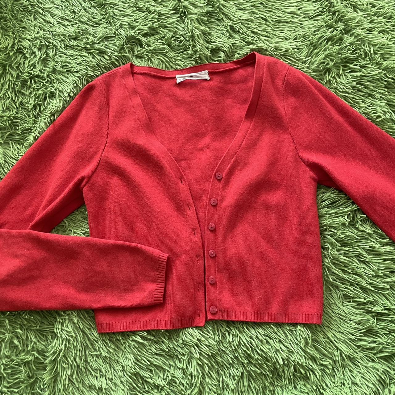 urban outfitters red cropped fitted cardigan. i... - Depop