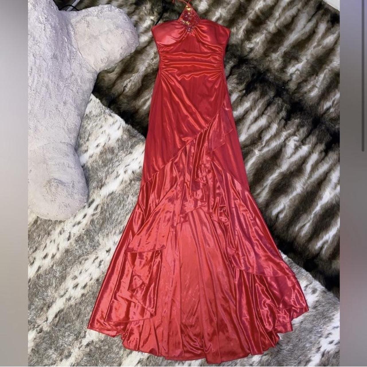 Vintage BEBE coral pink prom dress with mermaid... - Depop