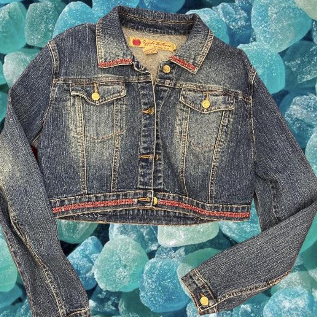 Apple bottoms jean jacket with red diamonds size XL... - Depop