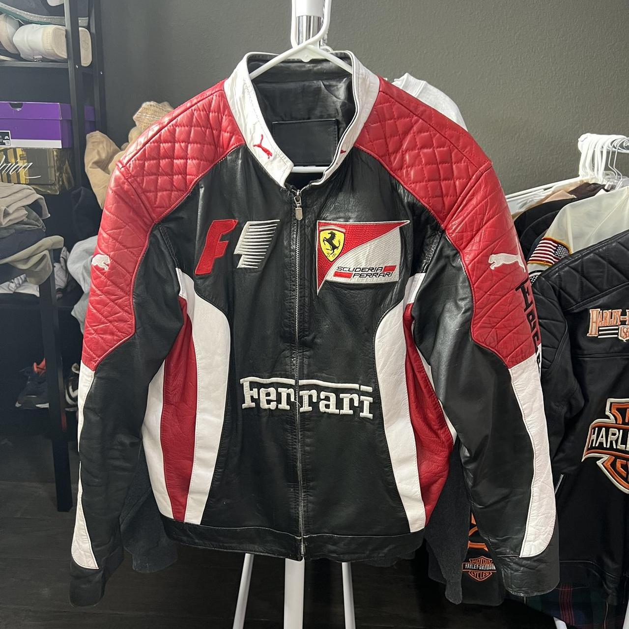 Insane Vintage Ferrari Leather Jacket -Size... - Depop