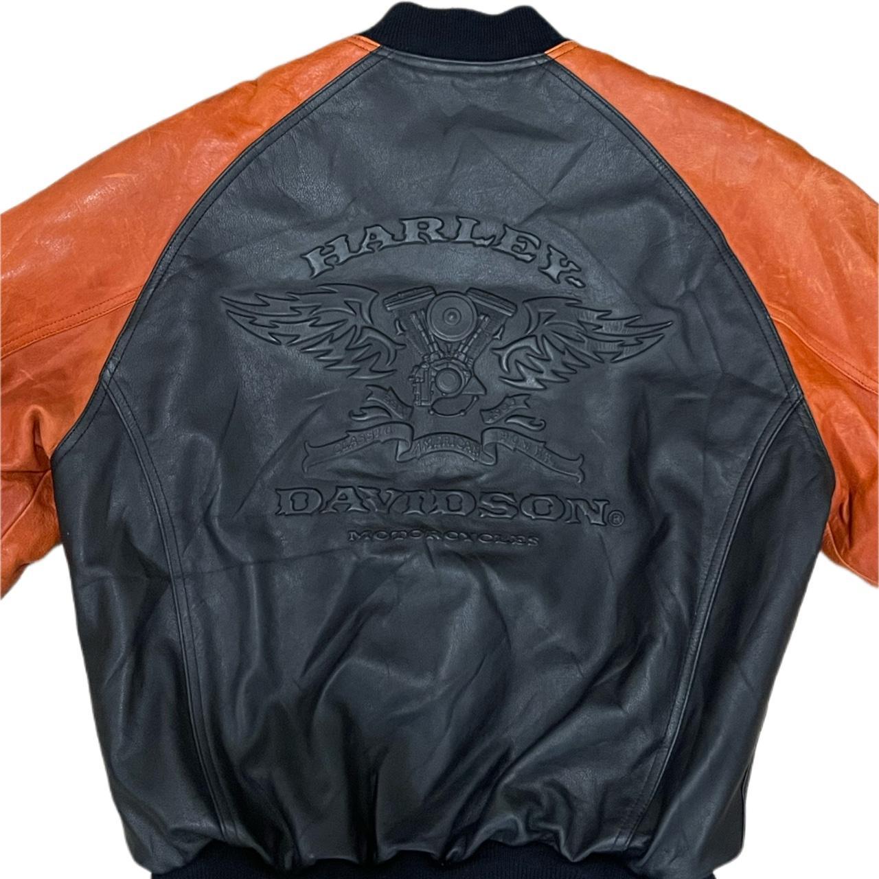 Harley Davidson Men's Black and Orange Jacket | Depop