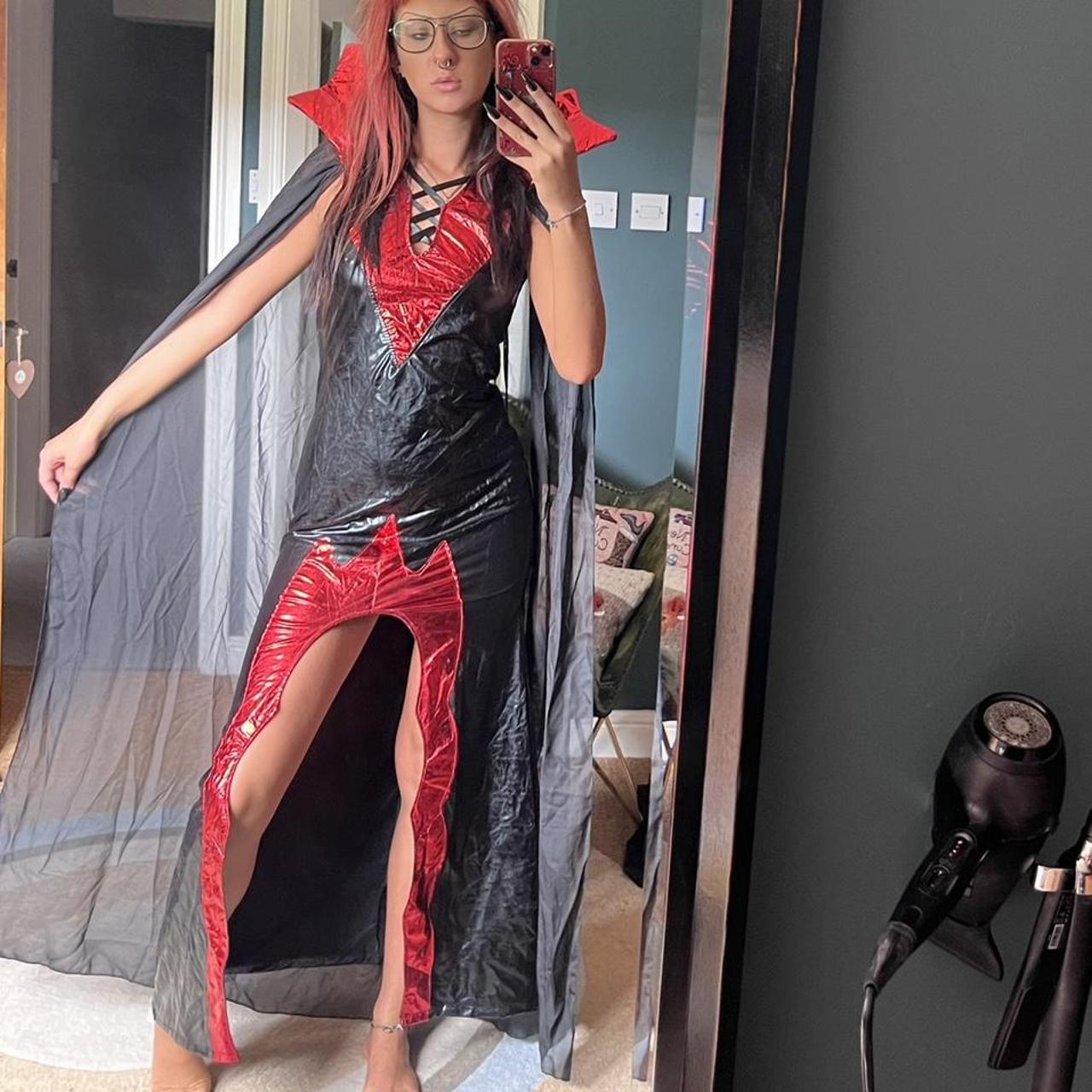 women’s pvc pu vinyl red and black vampire costume... - Depop
