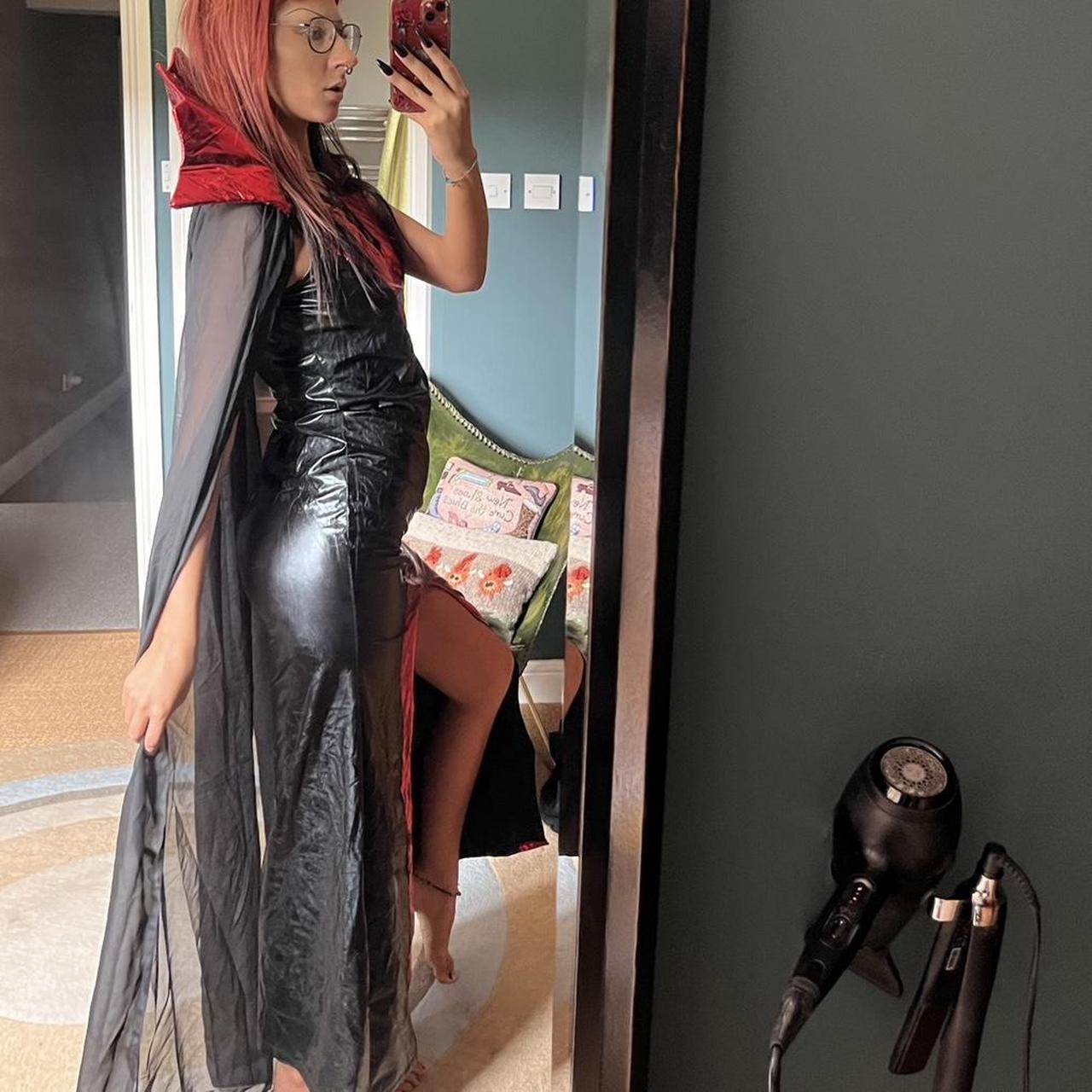 women’s pvc pu vinyl red and black vampire costume... - Depop