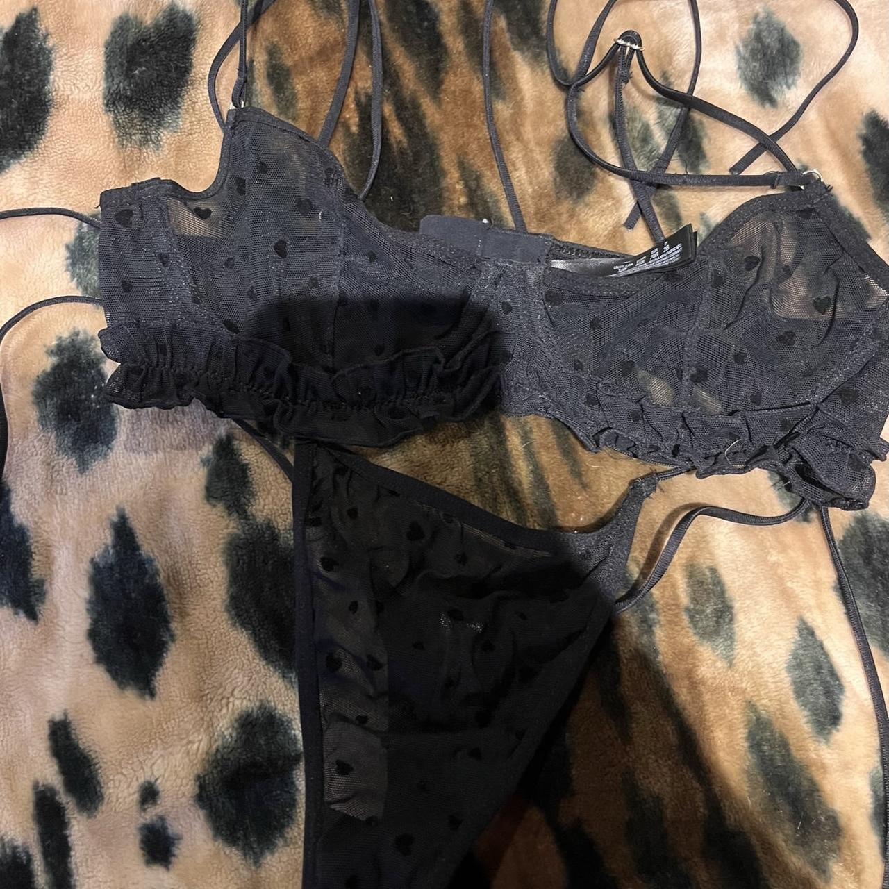 primark size 32b mesh underwear set with hearts,... - Depop