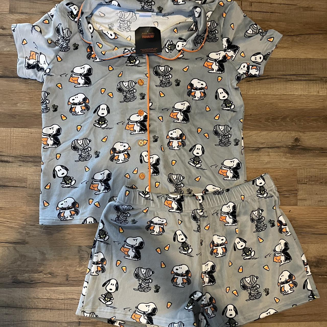 grey snoopy ! the cutest spooky pjs to have for... - Depop