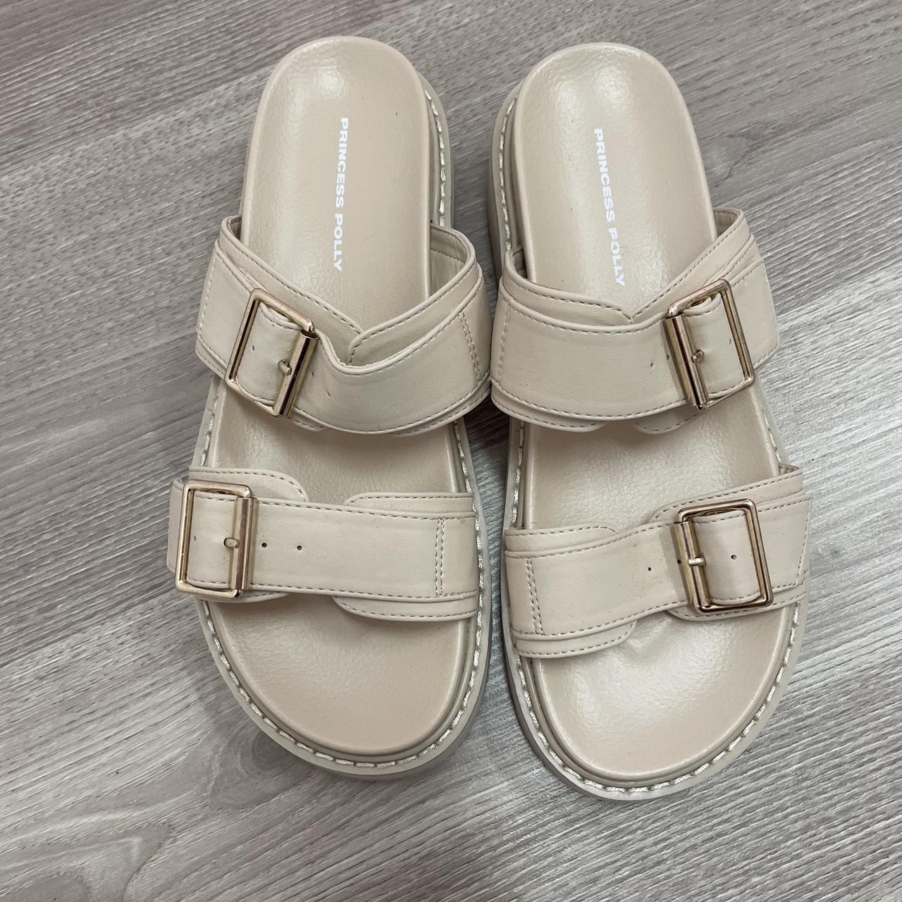 Princess Polly Women's Cream Slides | Depop