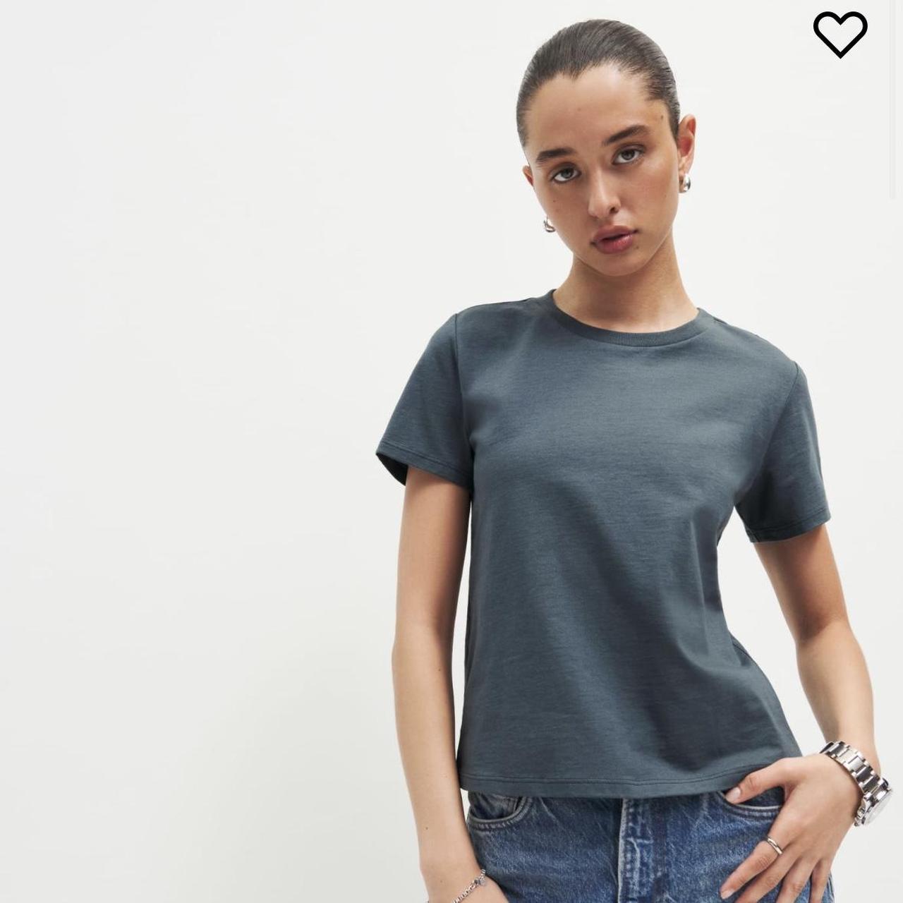 reformation classic crew tee in slate. only worn... - Depop