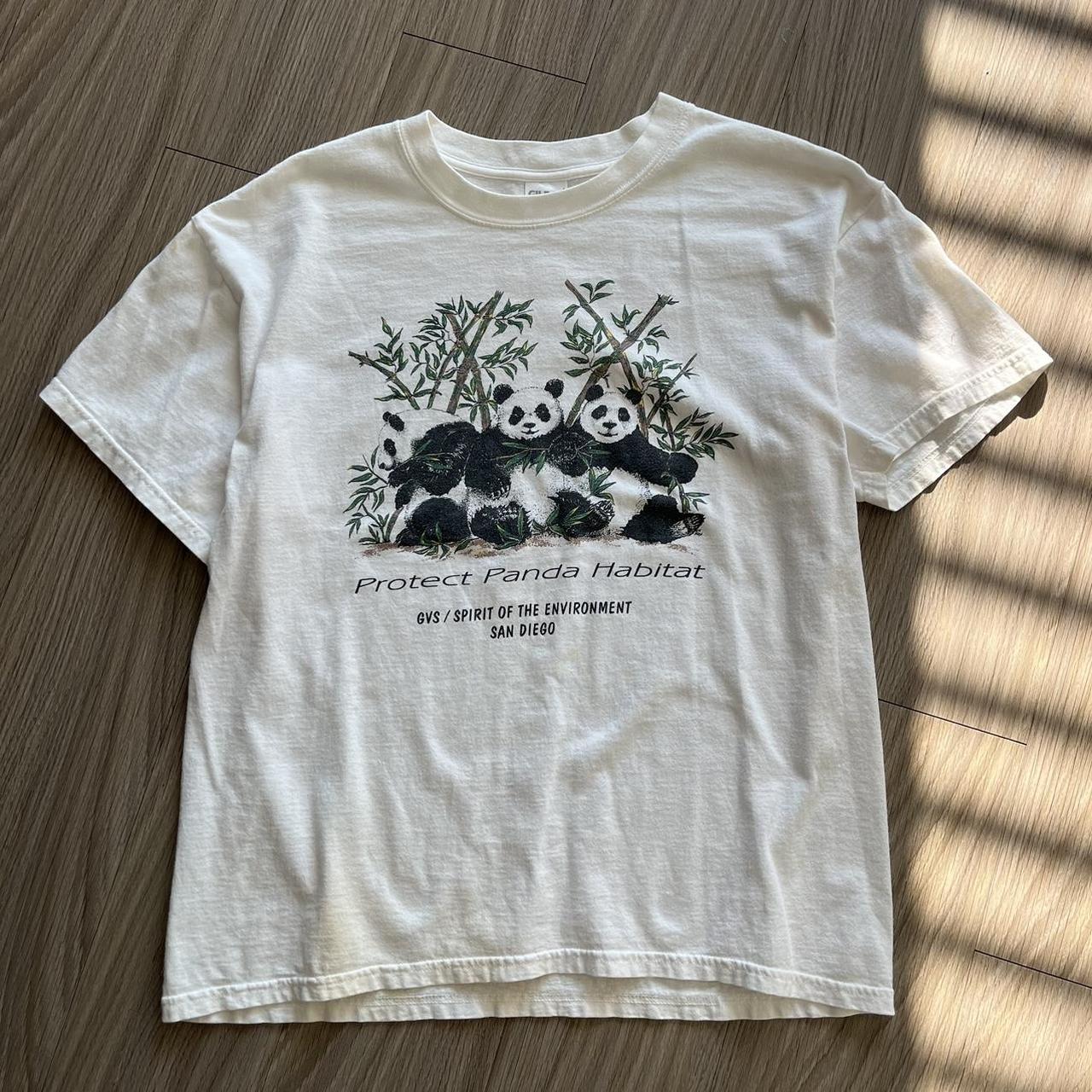 Vintage 90s White Panda Graphic Tee Great... | Depop