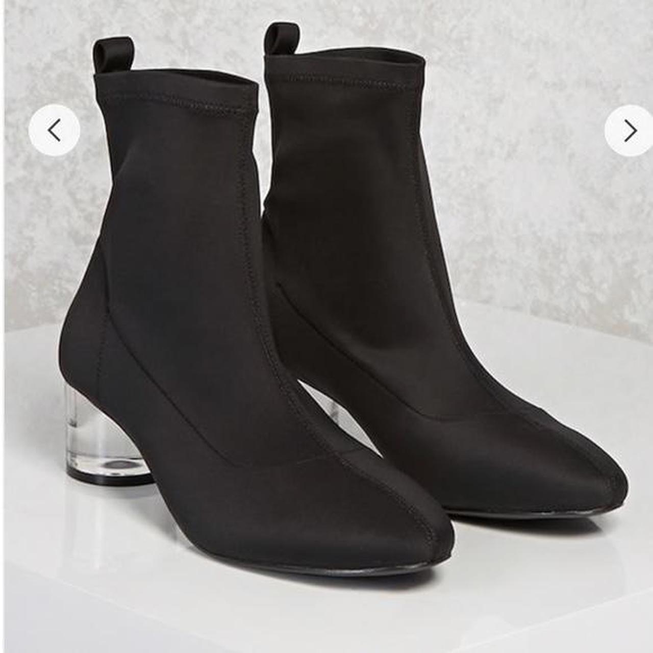 Sock Booties with Glass Heel from Forever21 Worn a... - Depop