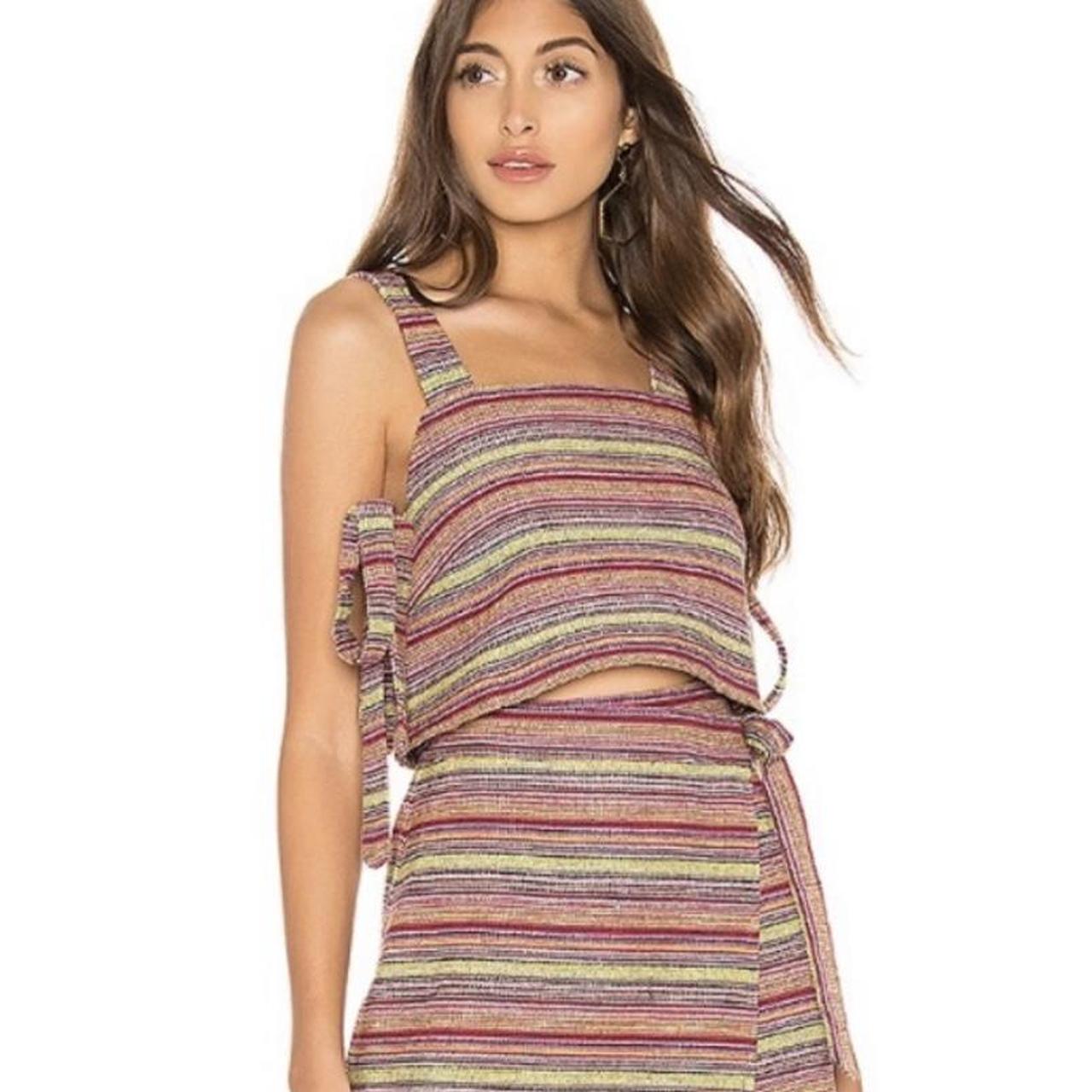 Tularosa Revolve Striped Tie Sides Cropped Tank Top... - Depop