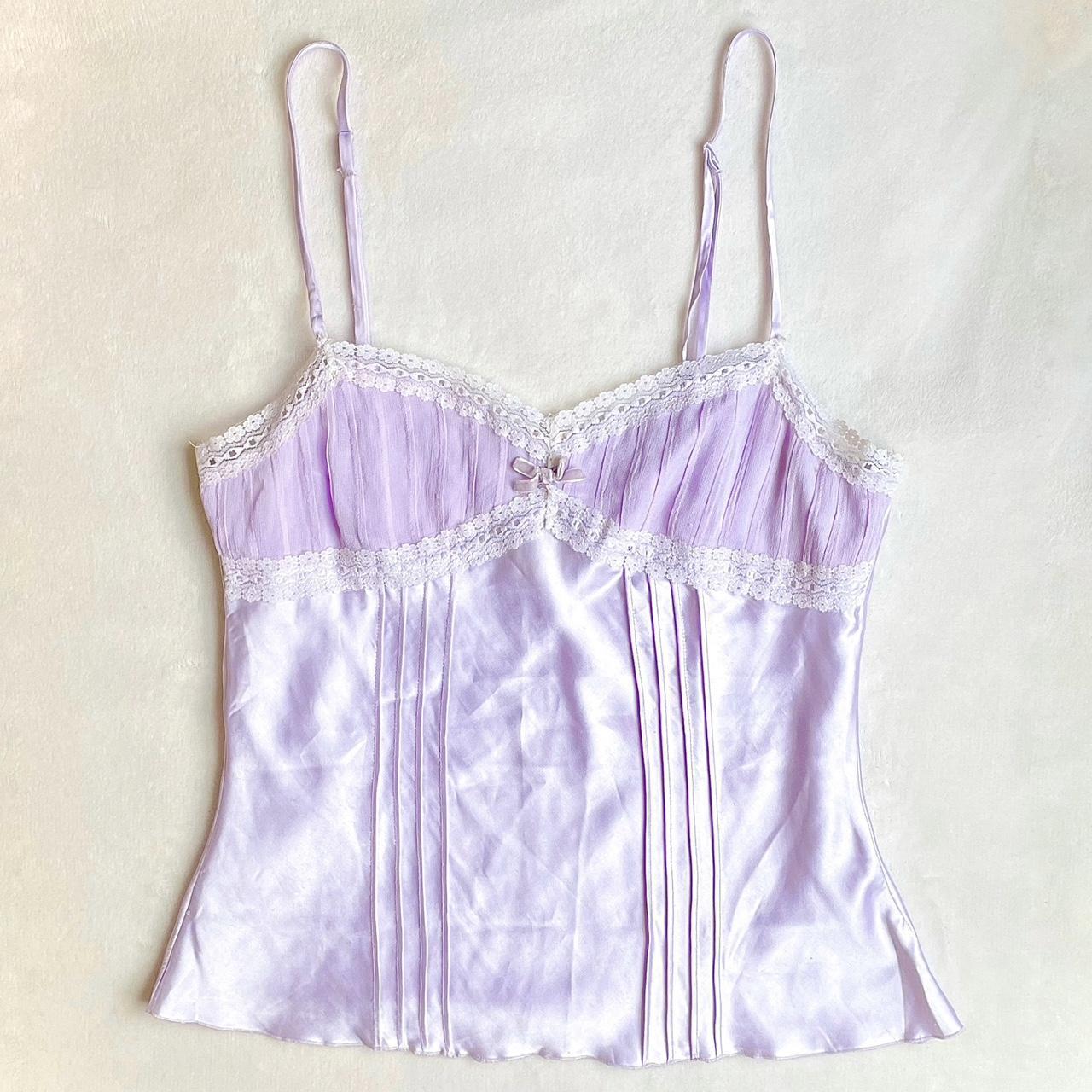 Gorgeous satin lilac camisole with lace details.... - Depop