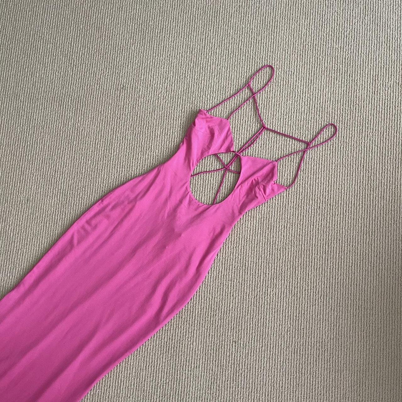 generation outcast pink strap maxi dress body con... - Depop