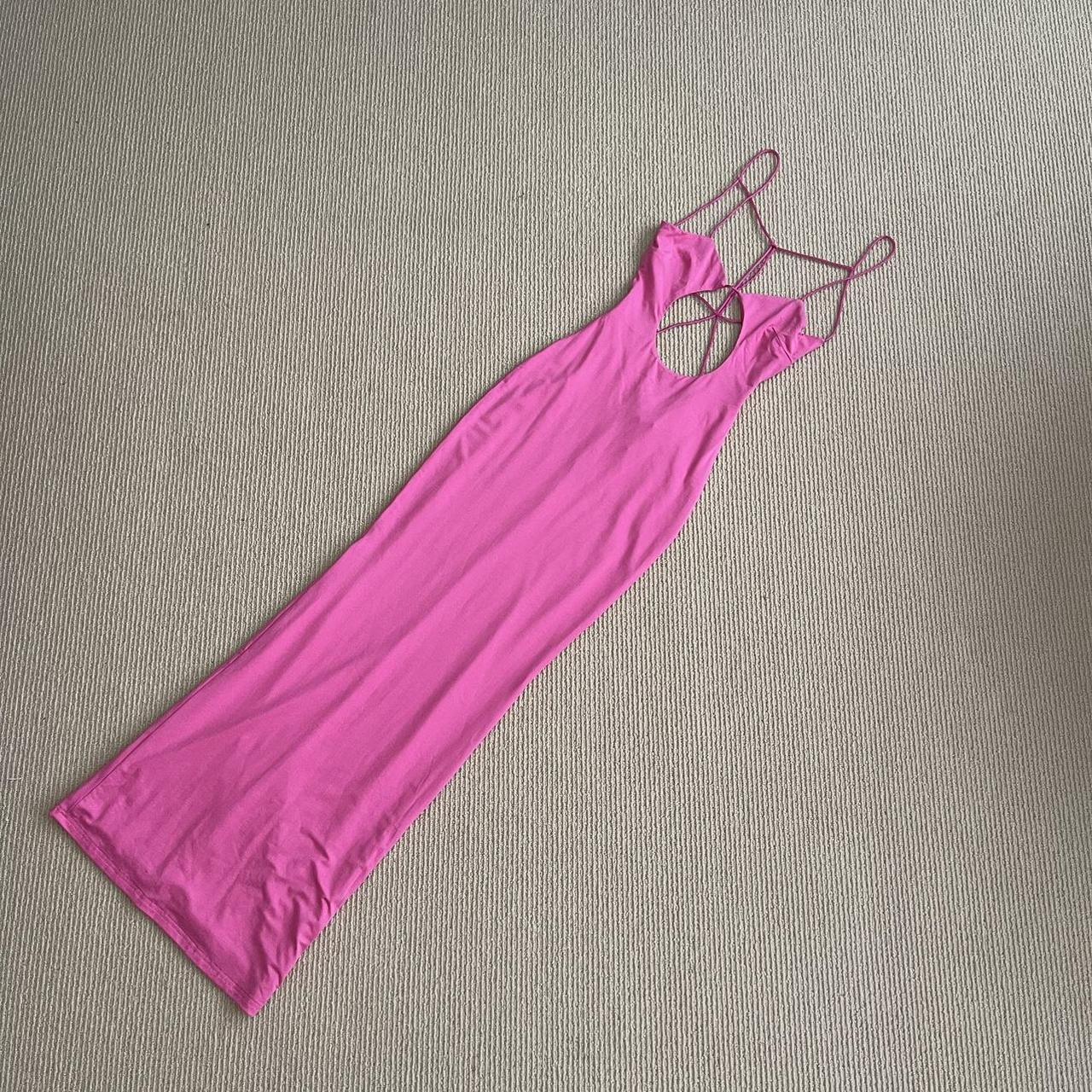 generation outcast pink strap maxi dress body con... - Depop