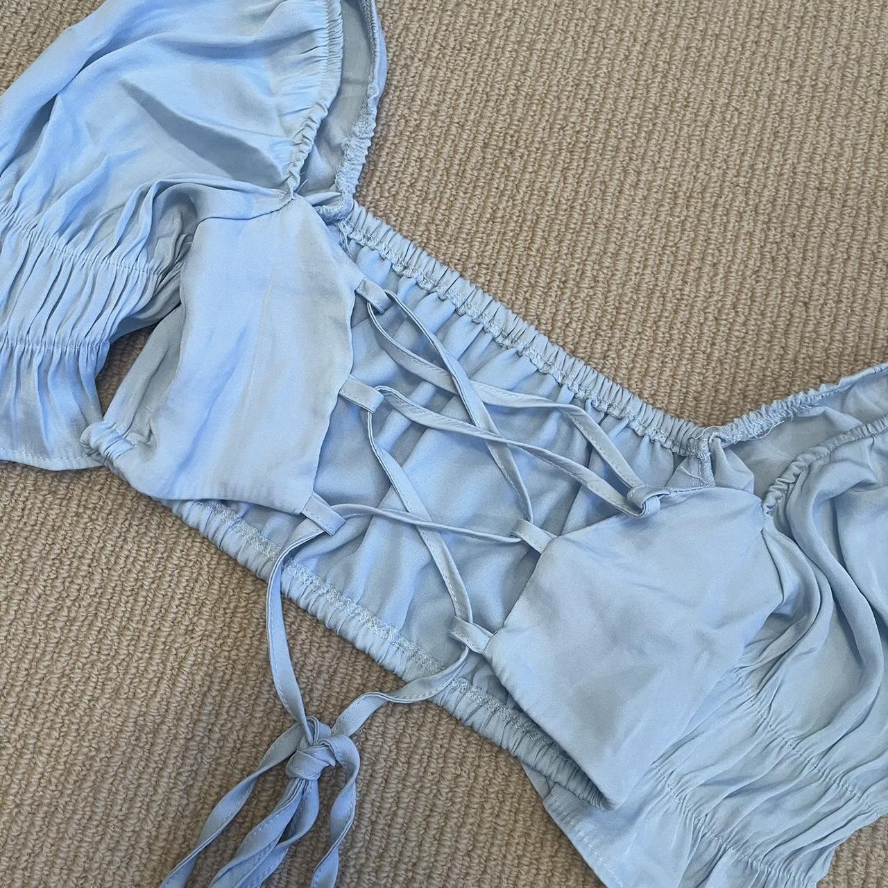 glassons baby blue too size 6 tie up back - Depop