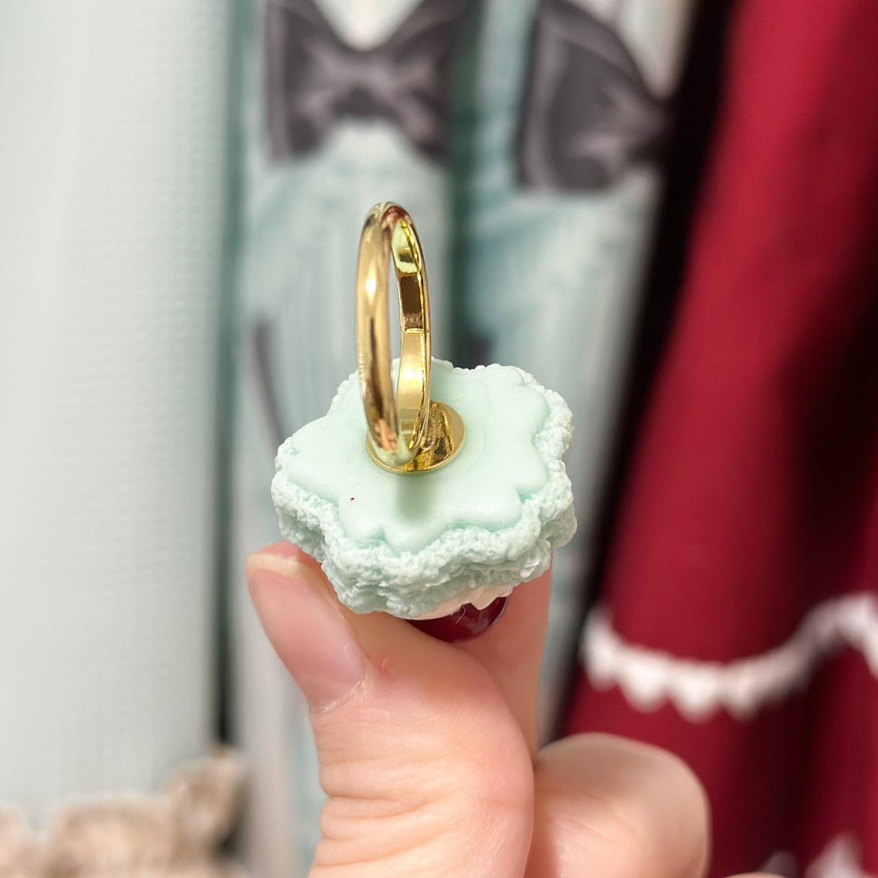 Mint cherry macaron ring Never used but some of the... | Depop