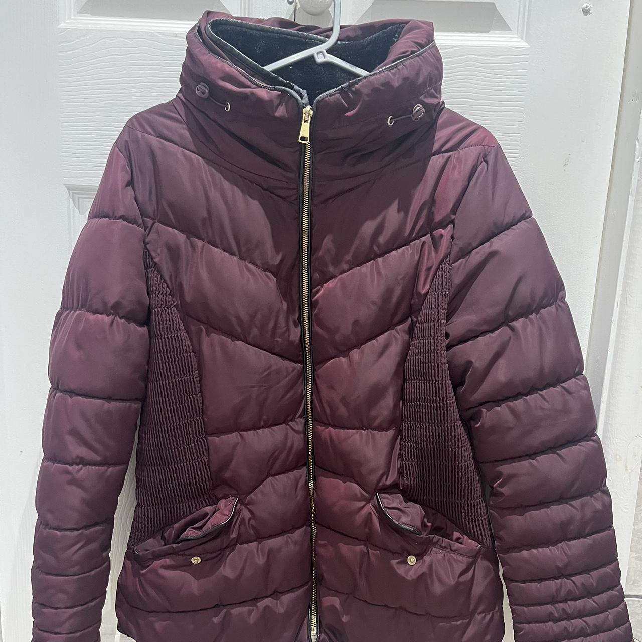 Burgundy puffer jacket from atmosphere Size 18 Like... - Depop