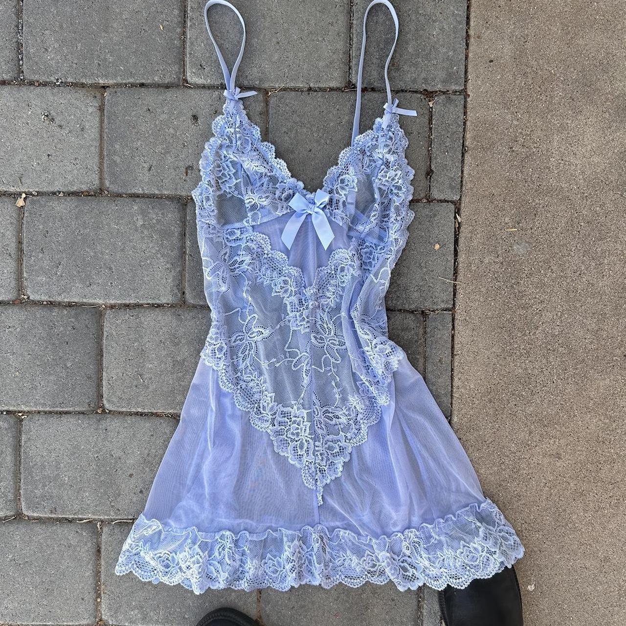 Blue Lace Lingerie Slip Size Large Depop
