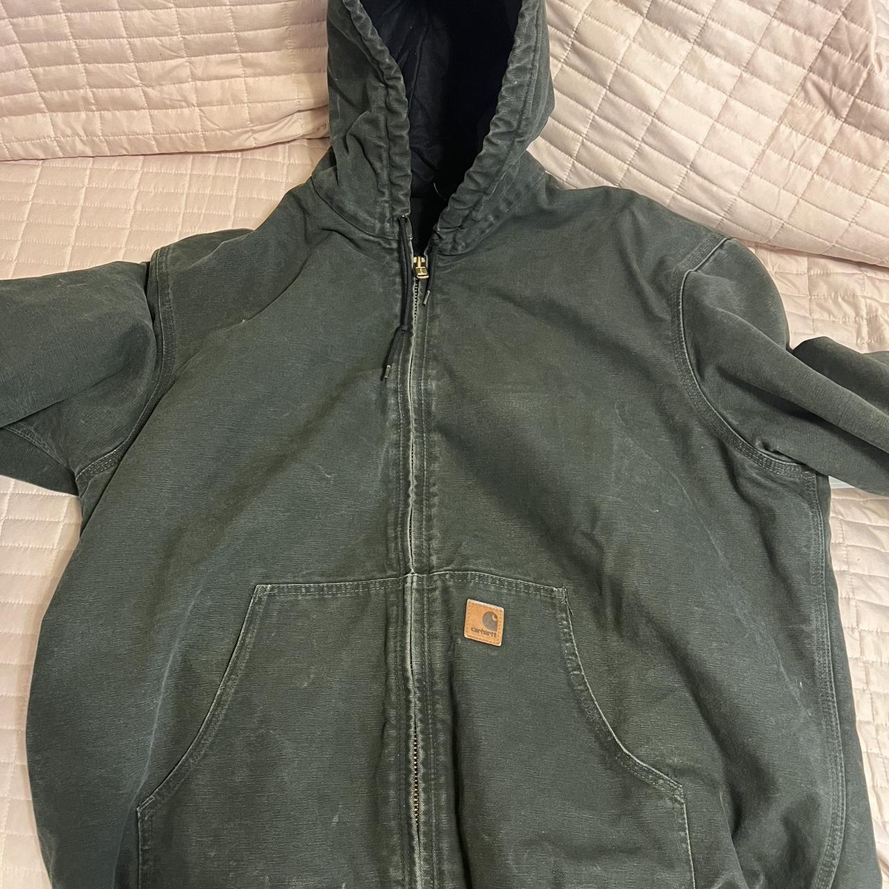 Green carhartt work jacket in great condition size XL - Depop
