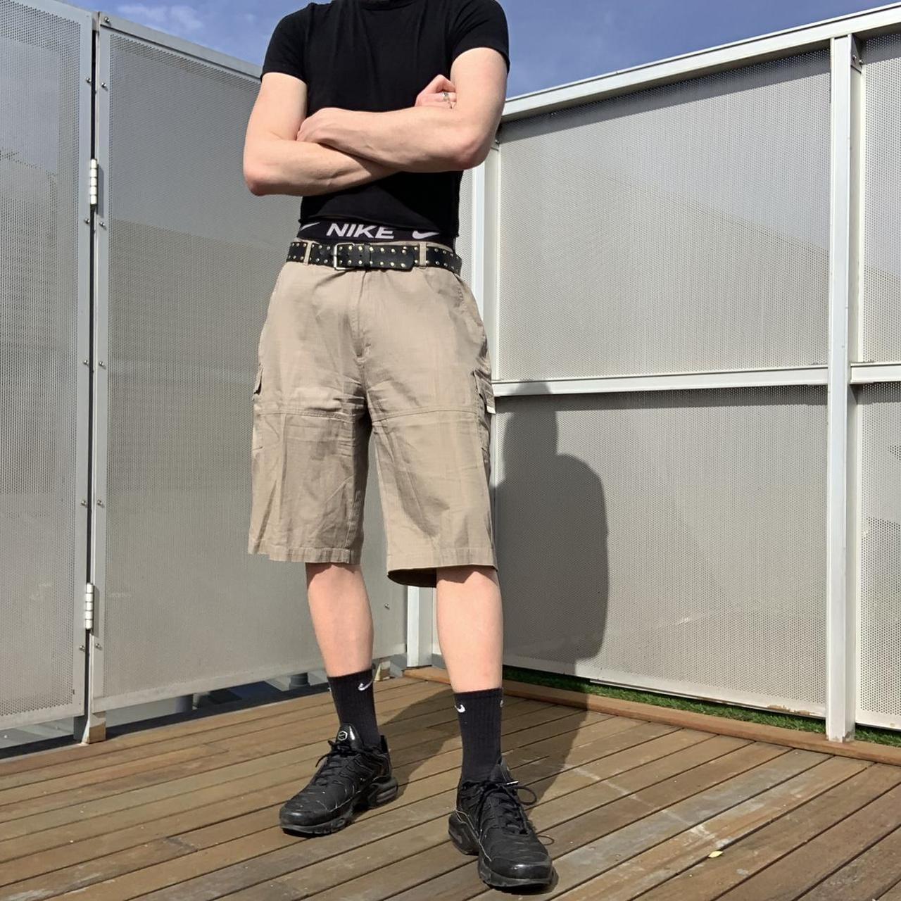 Vintage Brown Baggy Cargo Shorts Mens wide leg... - Depop