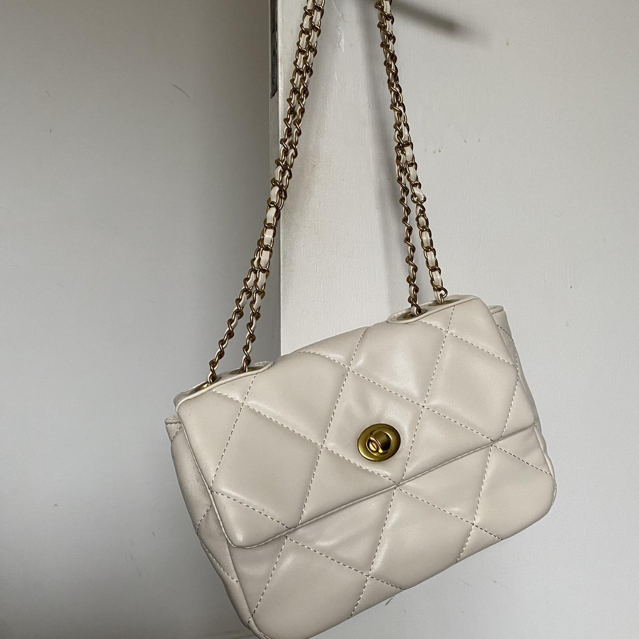 Ltl London small cream bag with golden chain. Never... - Depop