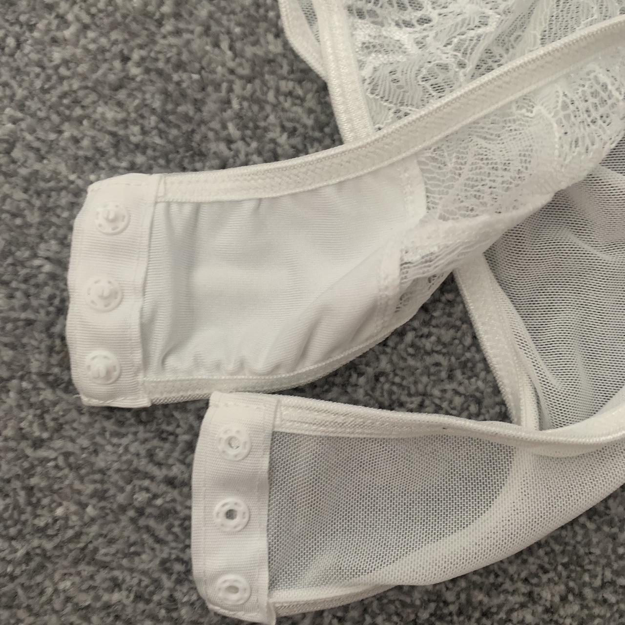 White lace bodysuit Never worn Have a size L and... - Depop