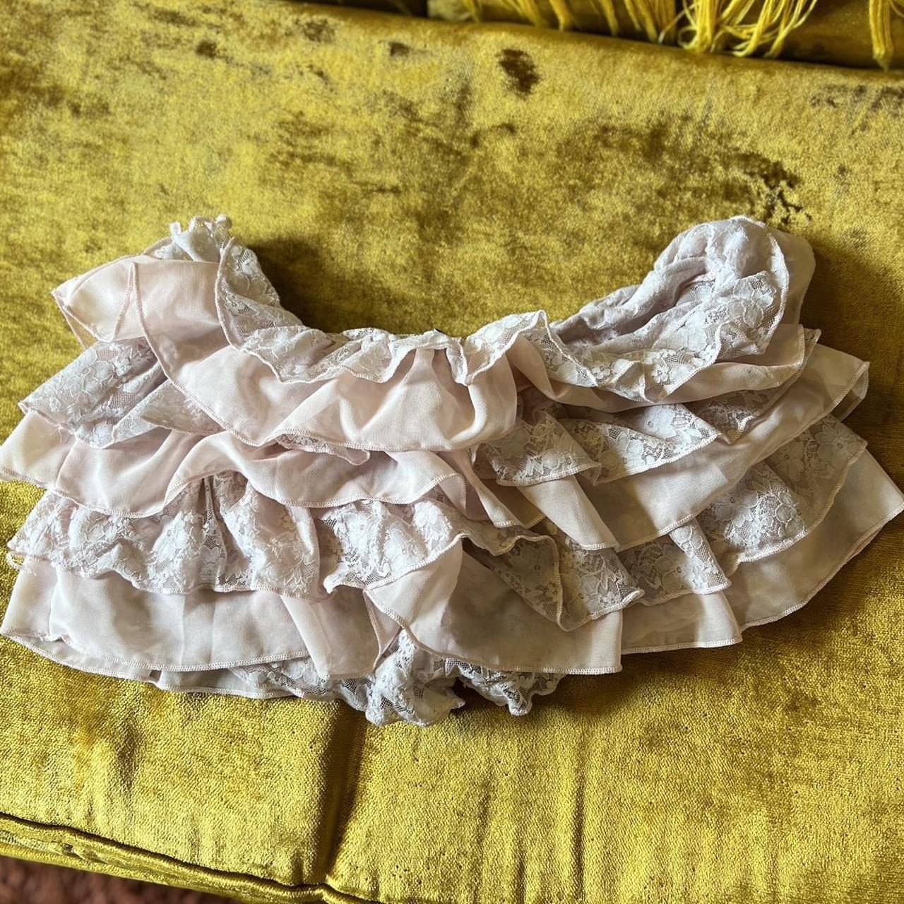 Coquette Pink Lace Ruffled Bloomer Shorts Light,... | Depop