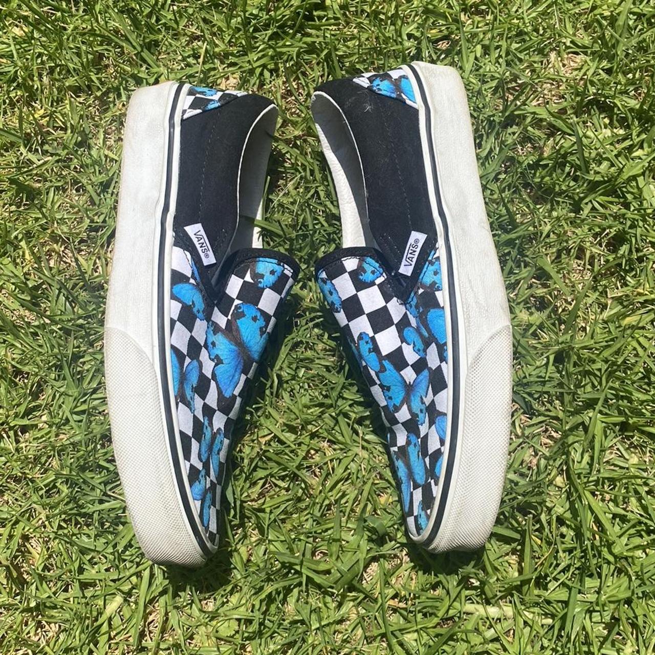 Checker butterfly vans. Only worn a few times #vans... - Depop