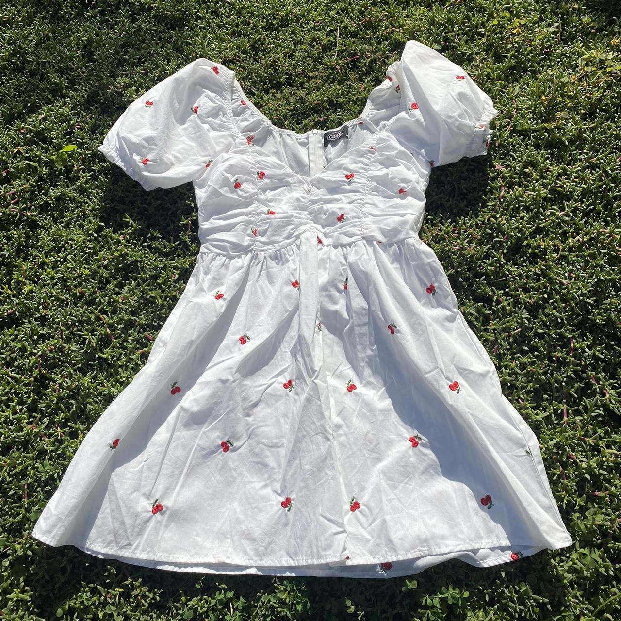 Cider white dress with cherries #cherries #dress... - Depop