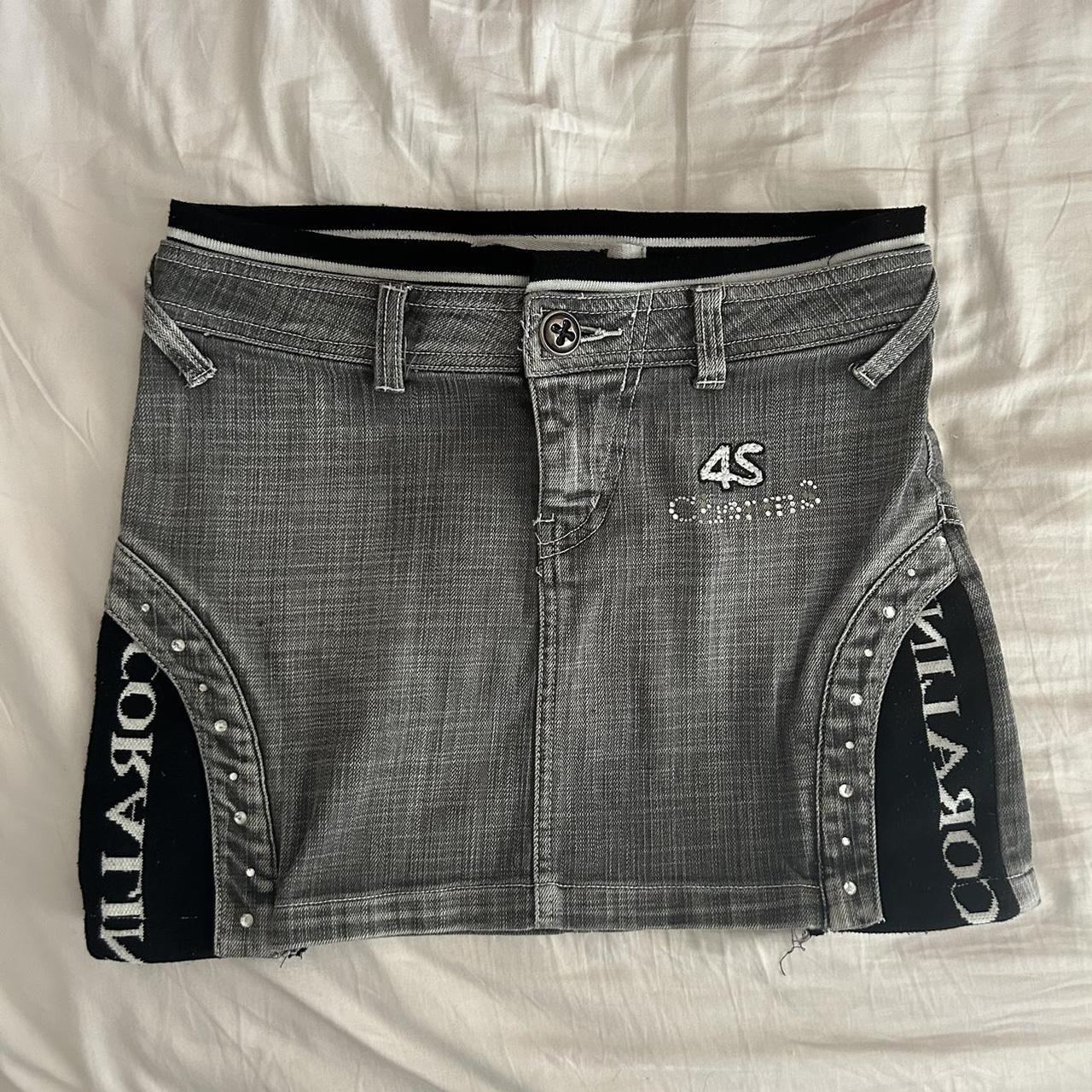 y2k denim rhinestone skirt ☆ brand:... - Depop