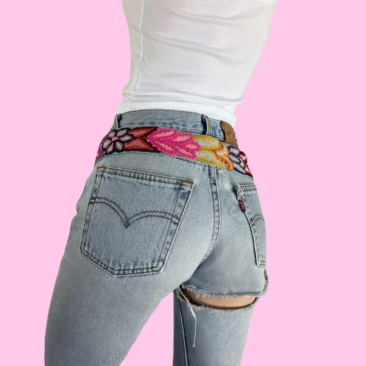 Y2K Alma Peru Multicolor Floral Fabric Belt Great... - Depop