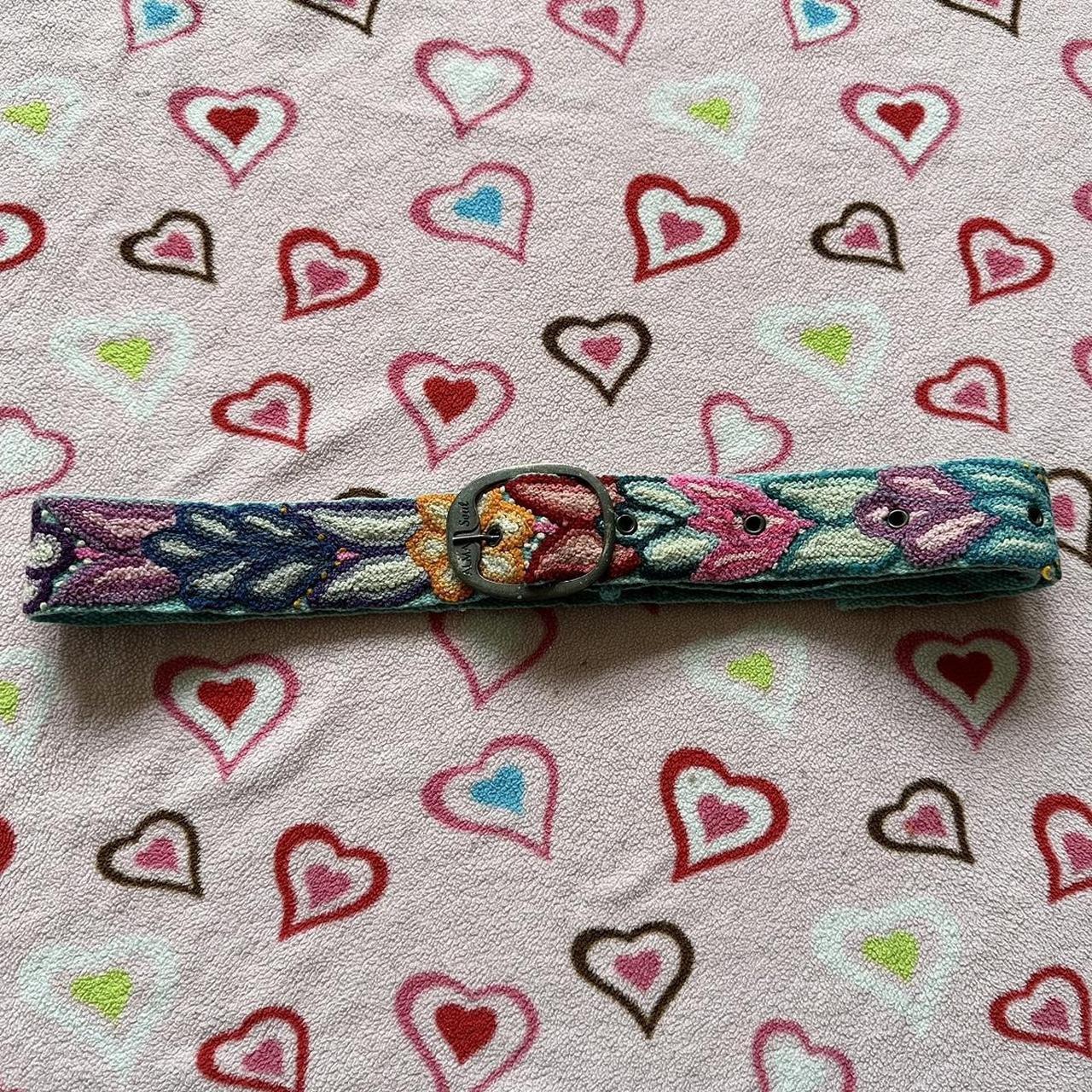 Y2K Alma Peru Multicolor Floral Fabric Belt Great... - Depop