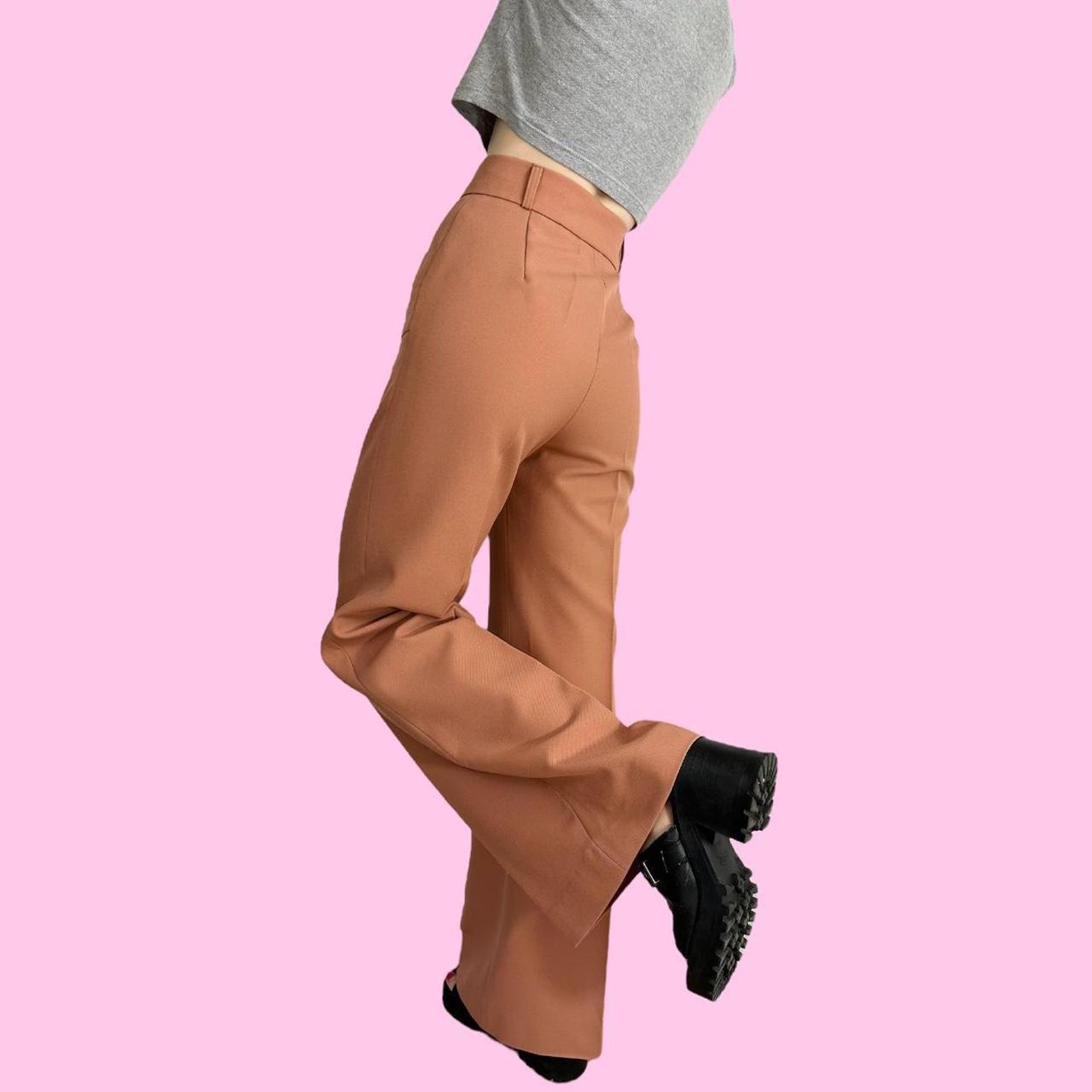 Vintage 70s Peach Polyester Bell Bottom Pants Great... - Depop