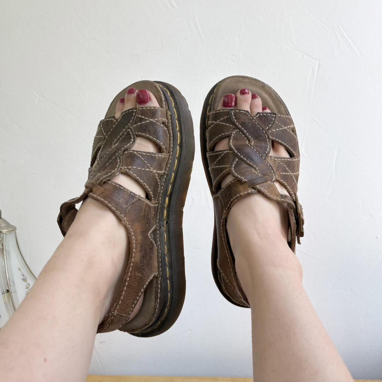 Vintage brown leather platform fisherman sandals by... | Depop