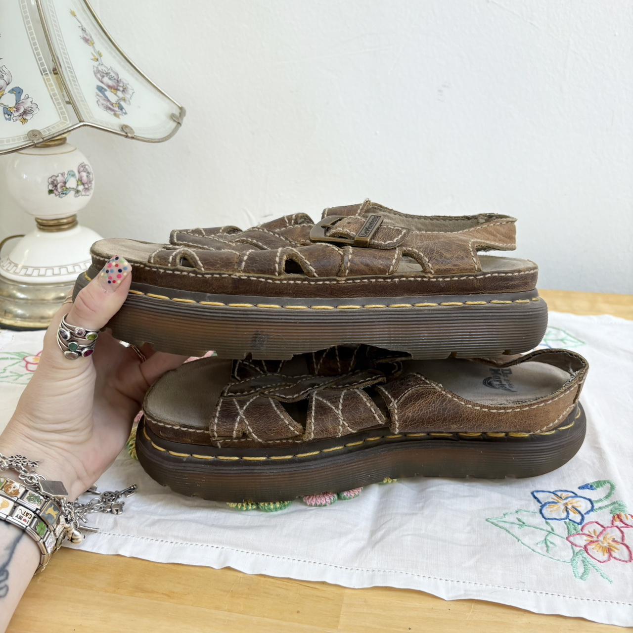 Vintage brown leather platform fisherman sandals by... | Depop