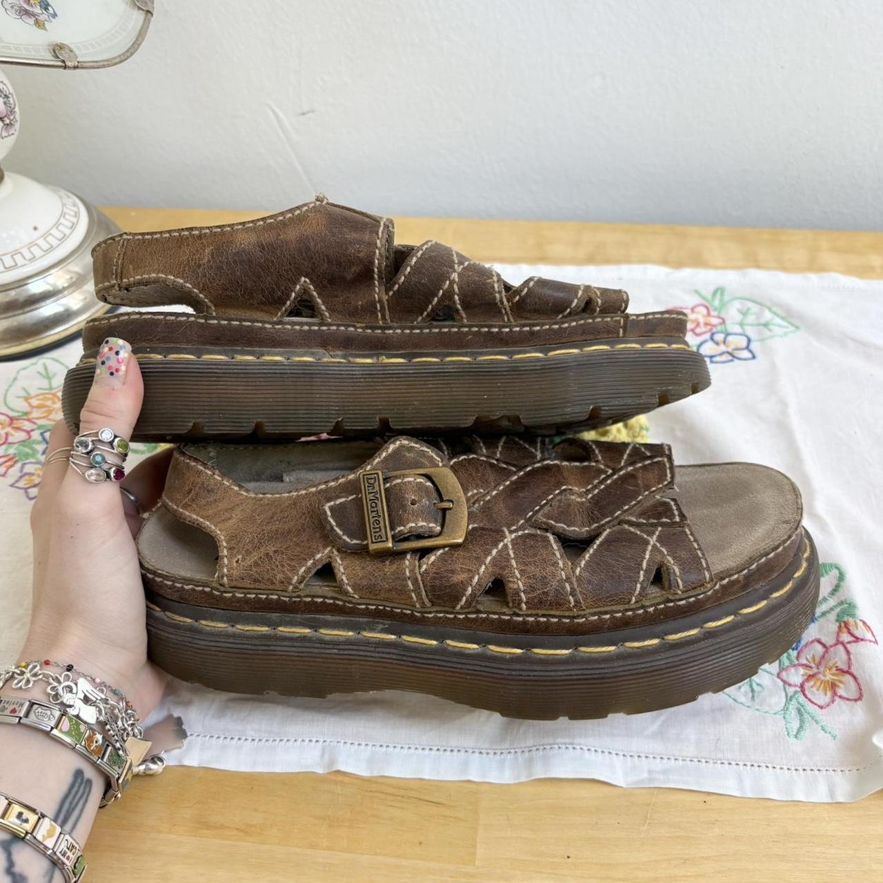Vintage brown leather platform fisherman sandals by... | Depop