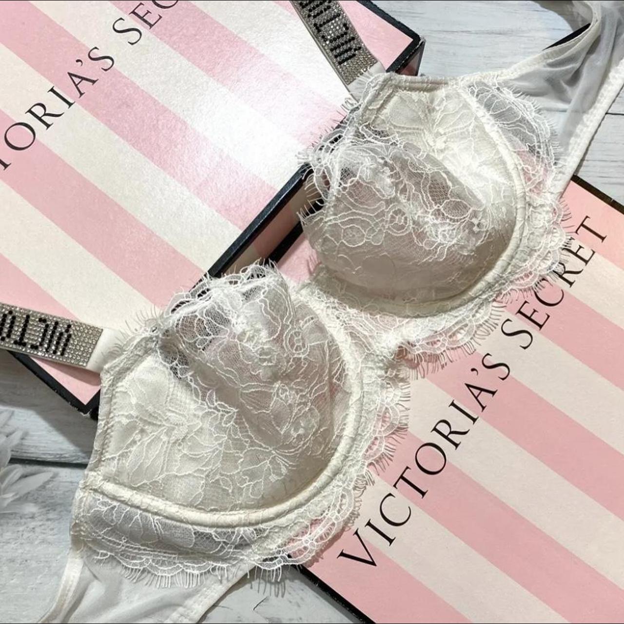 Victoria’s Secret White Lace Wicked Shine strap bra.... - Depop