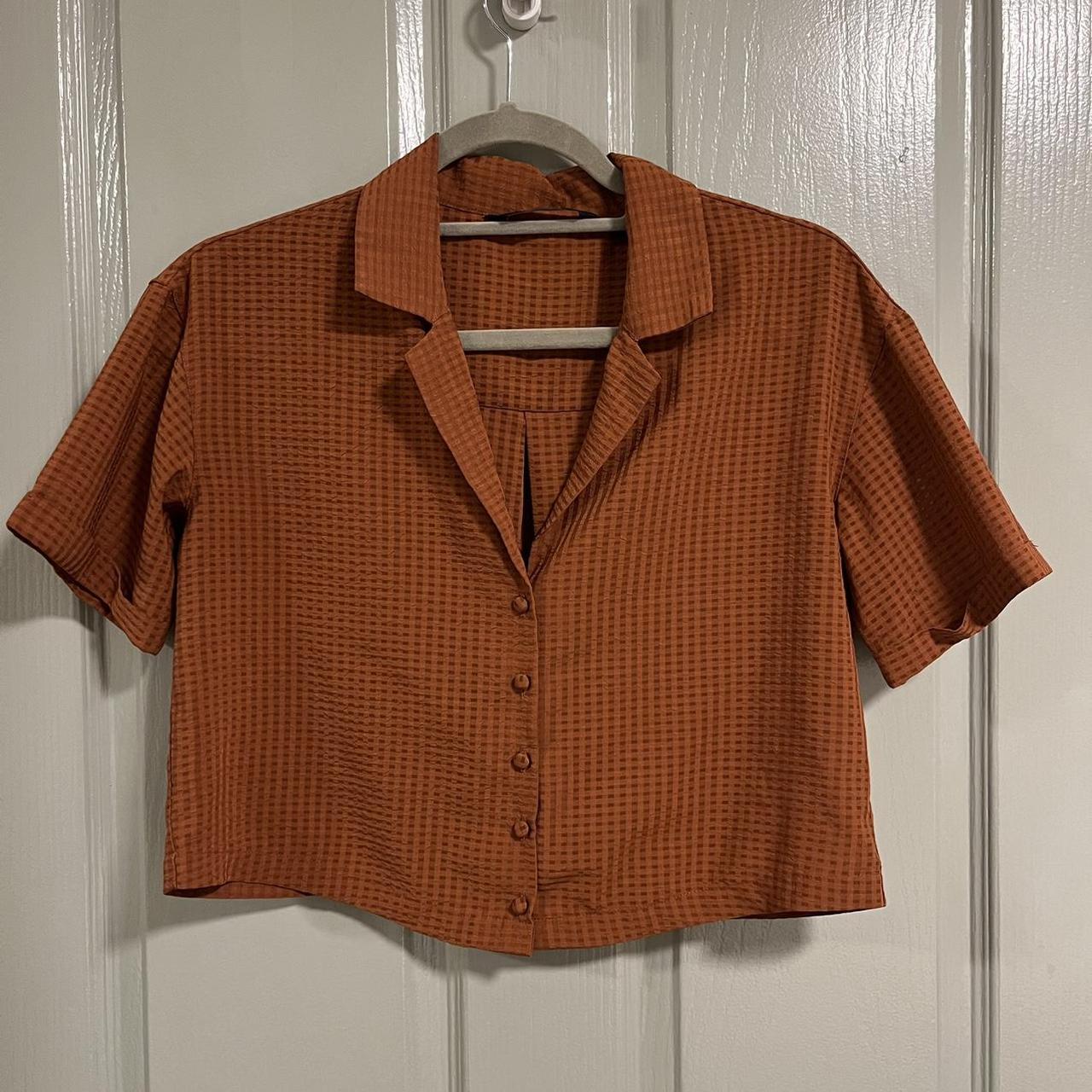 Glassons Rust Burnt Orange Button Up Shirt Blouse Depop