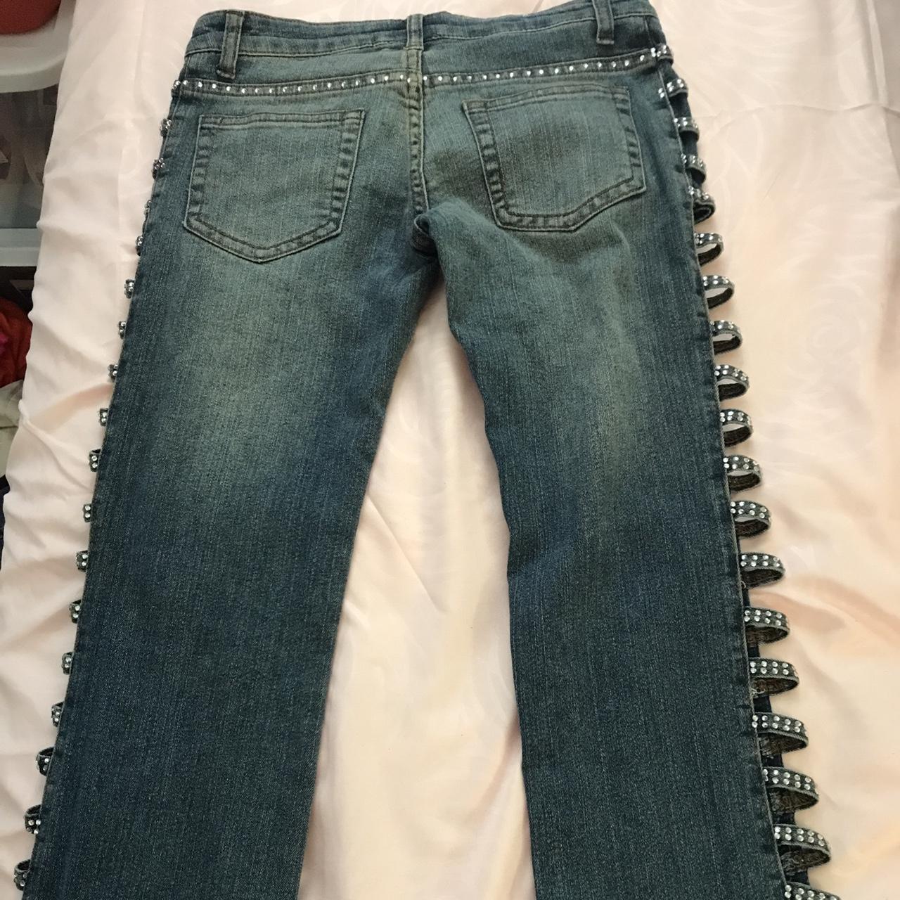 Platinum plush rhinestone jeans size 1 will exchange... - Depop