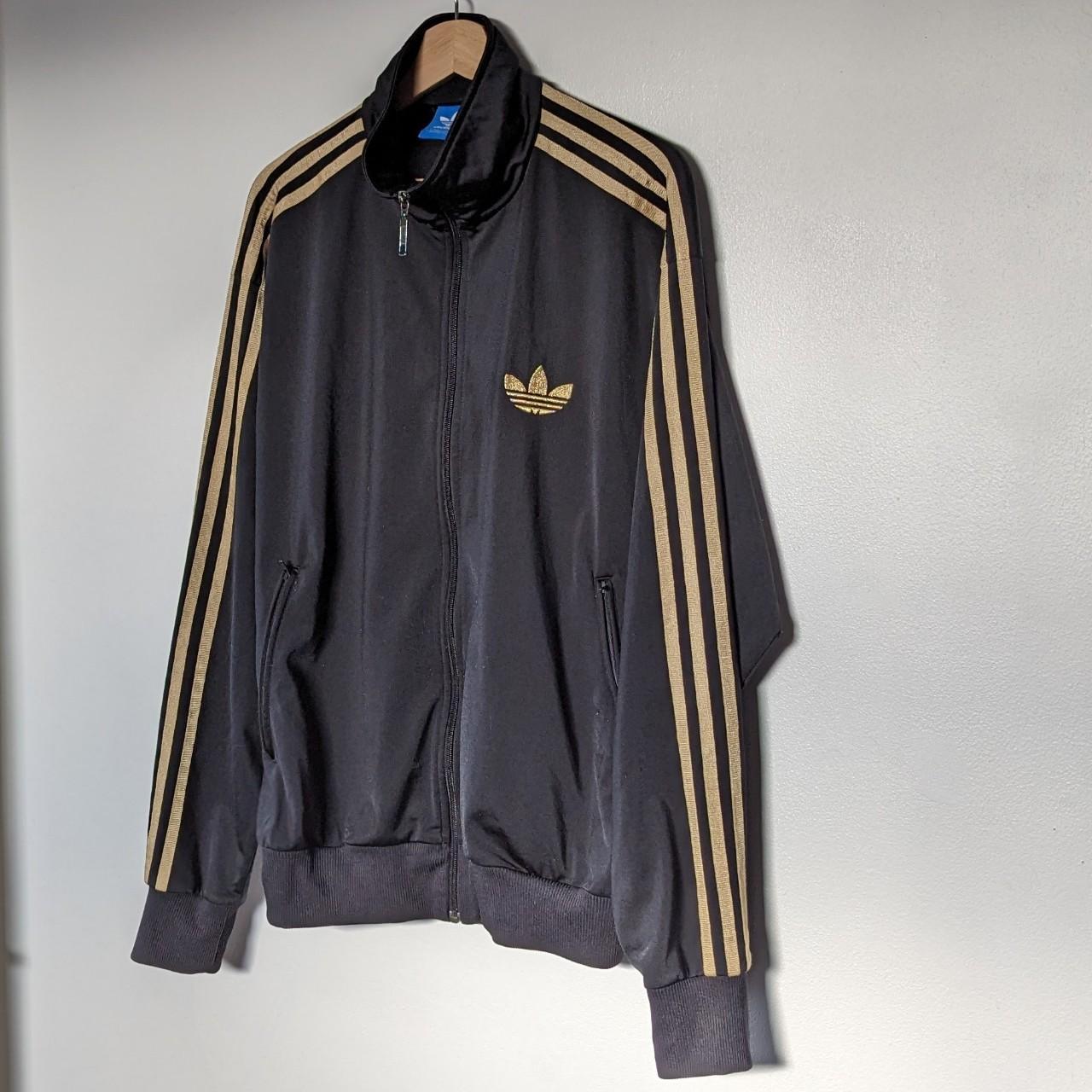 Adidas Originals Men's Black and Gold Jacket | Depop
