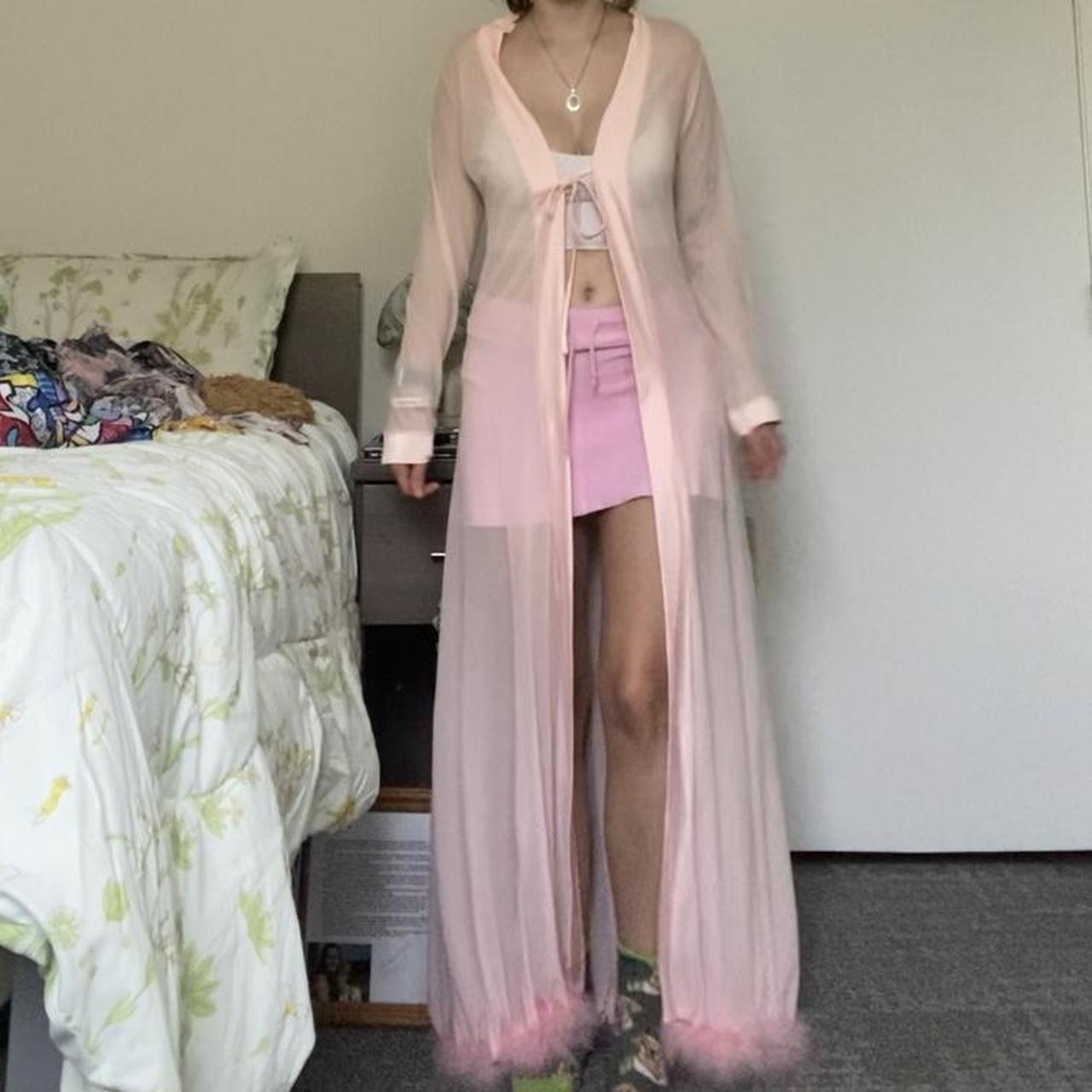 Vintage Pink Feather Robe - Depop