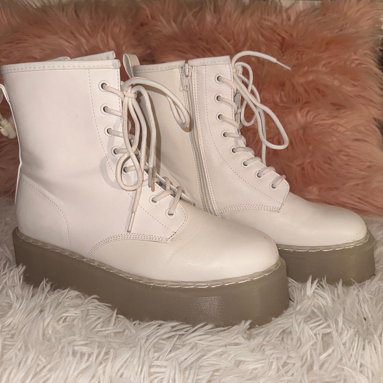 Forever 21 White Platform Boots #whiteboots... - Depop