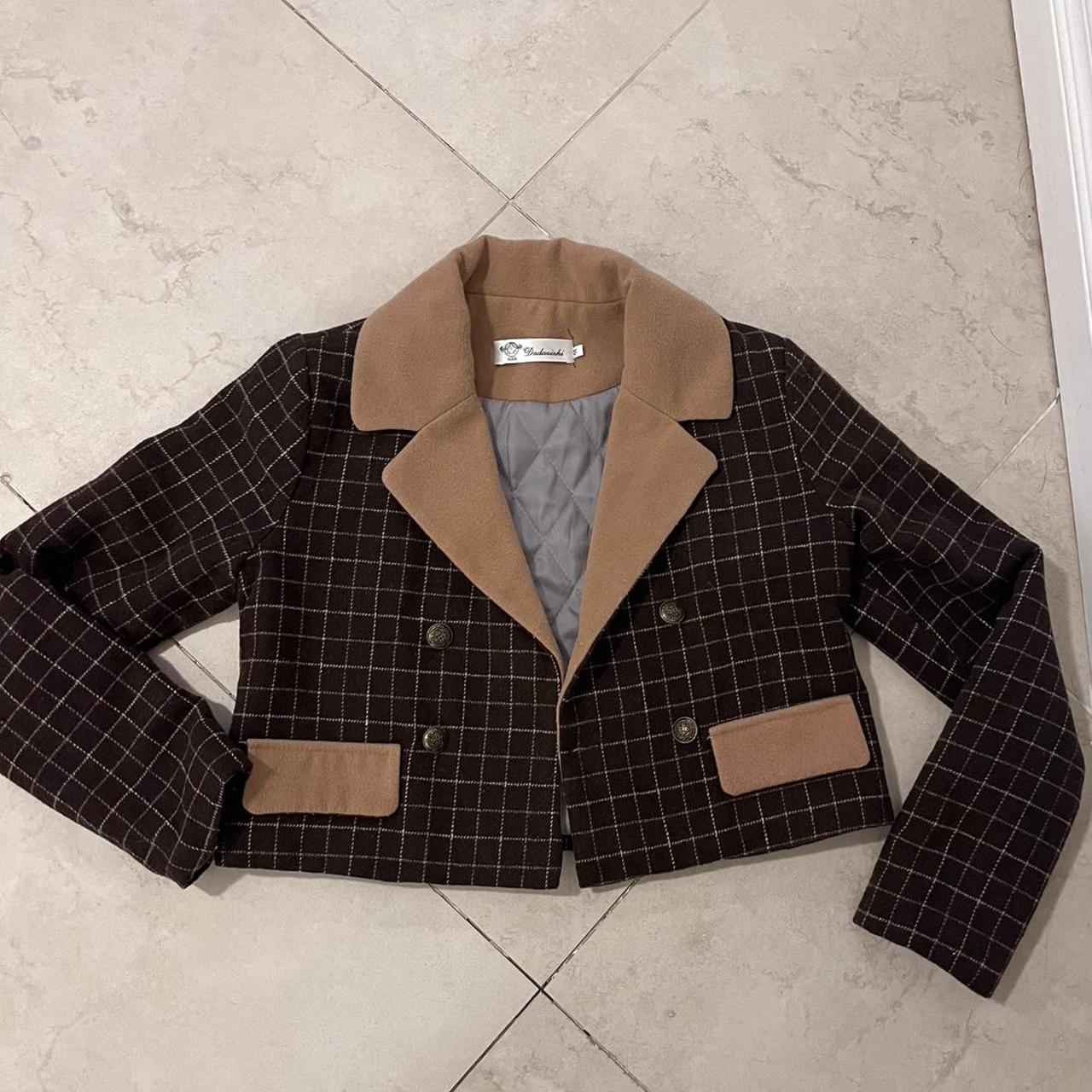 Cropped preppy brown blazer size medium #preppy... - Depop