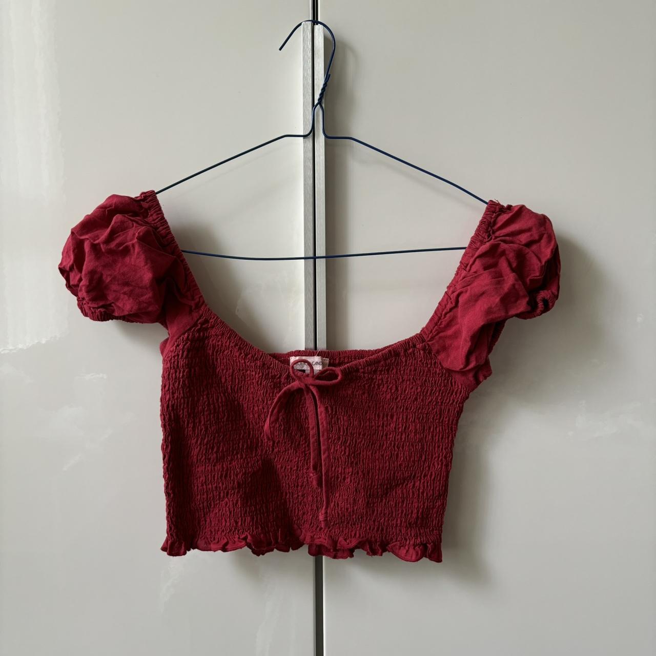 red cropped top - can be worn on or off the... - Depop