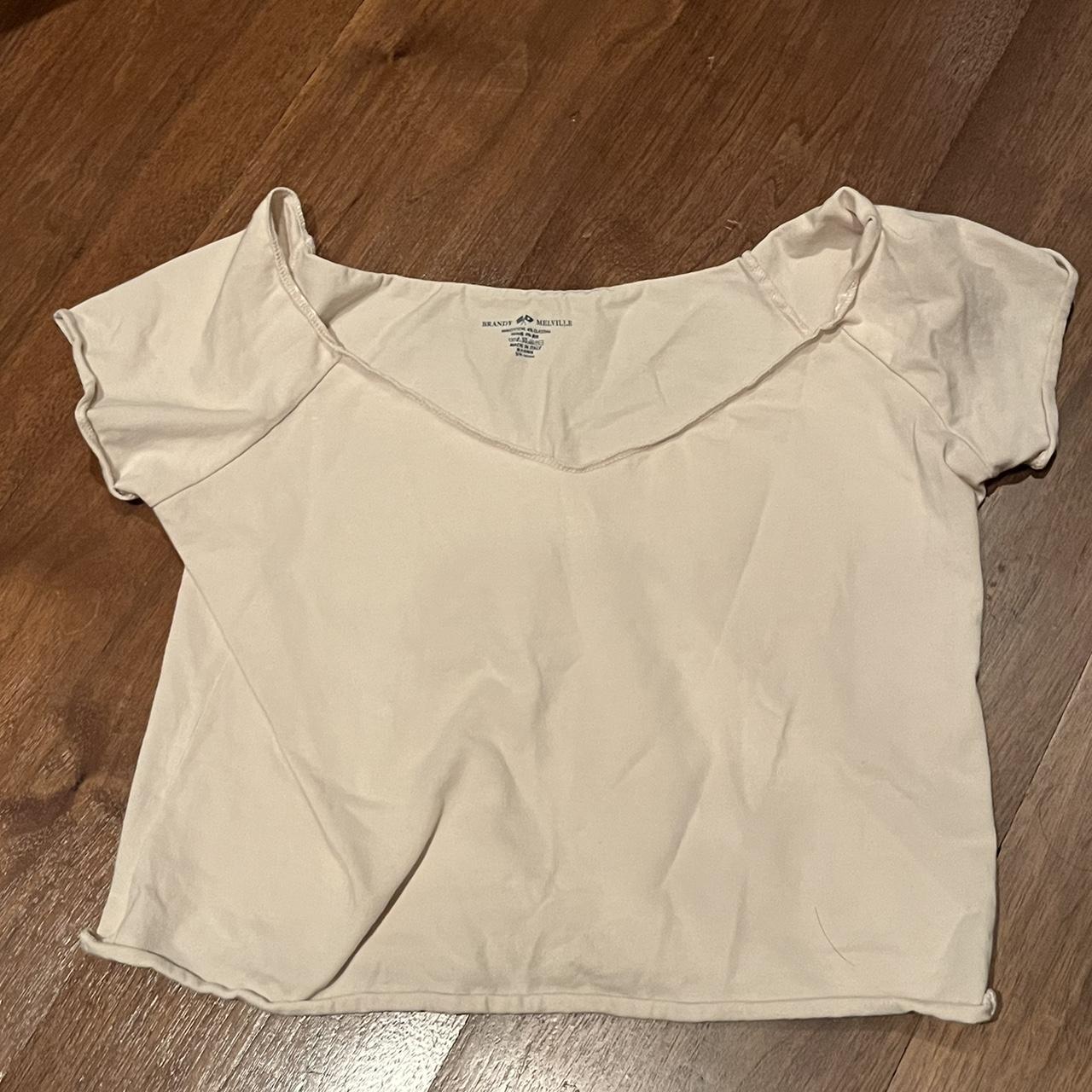 light pink brandy off the shoulder scooped crop top.... - Depop