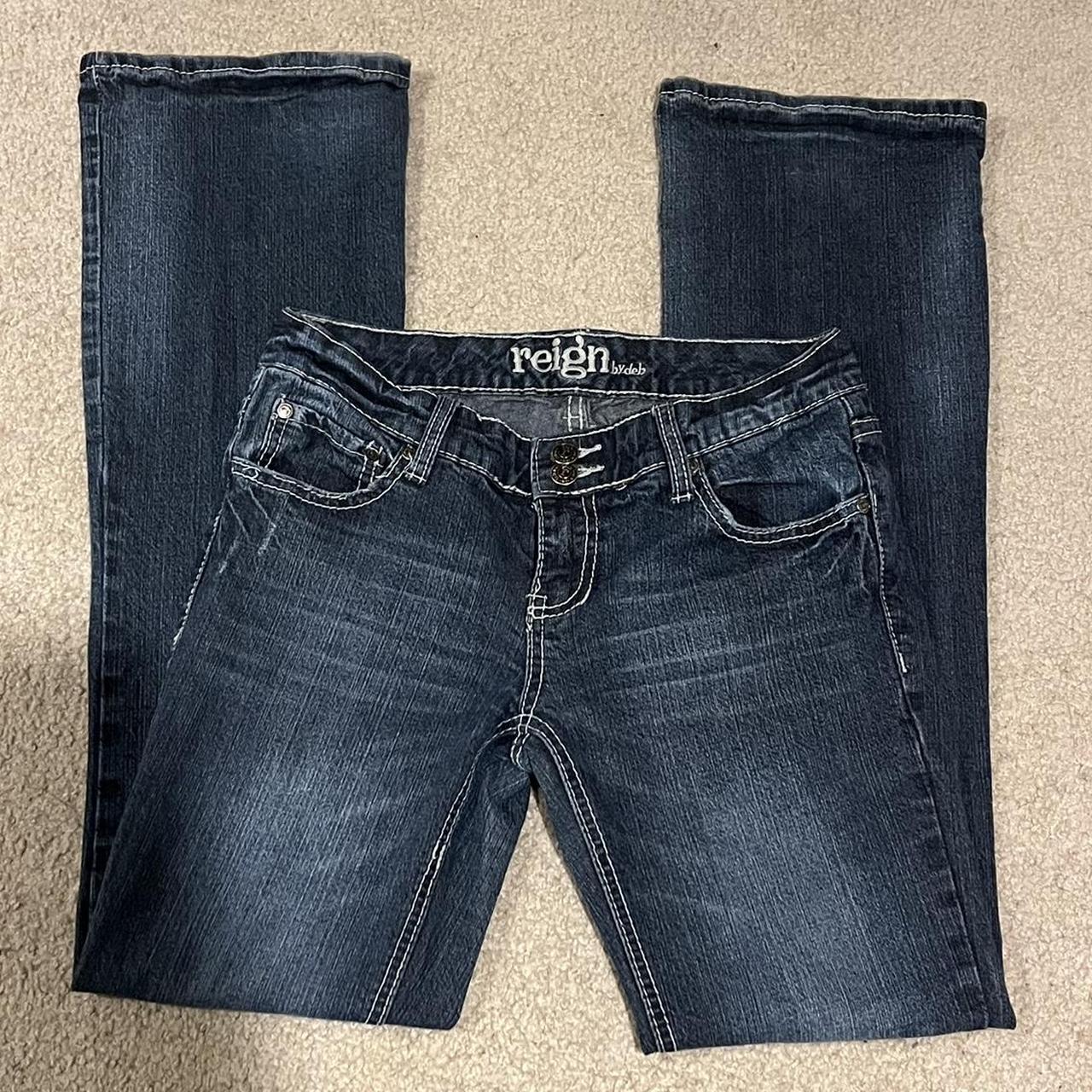 reign low rise dark wash jeans 🫶🏼🌀 size 5, inseam... | Depop